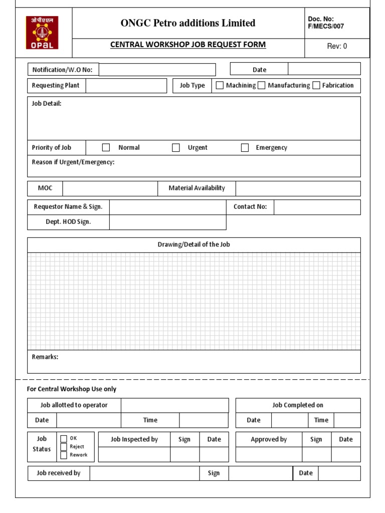 Workshop Job Request Form | PDF | Business