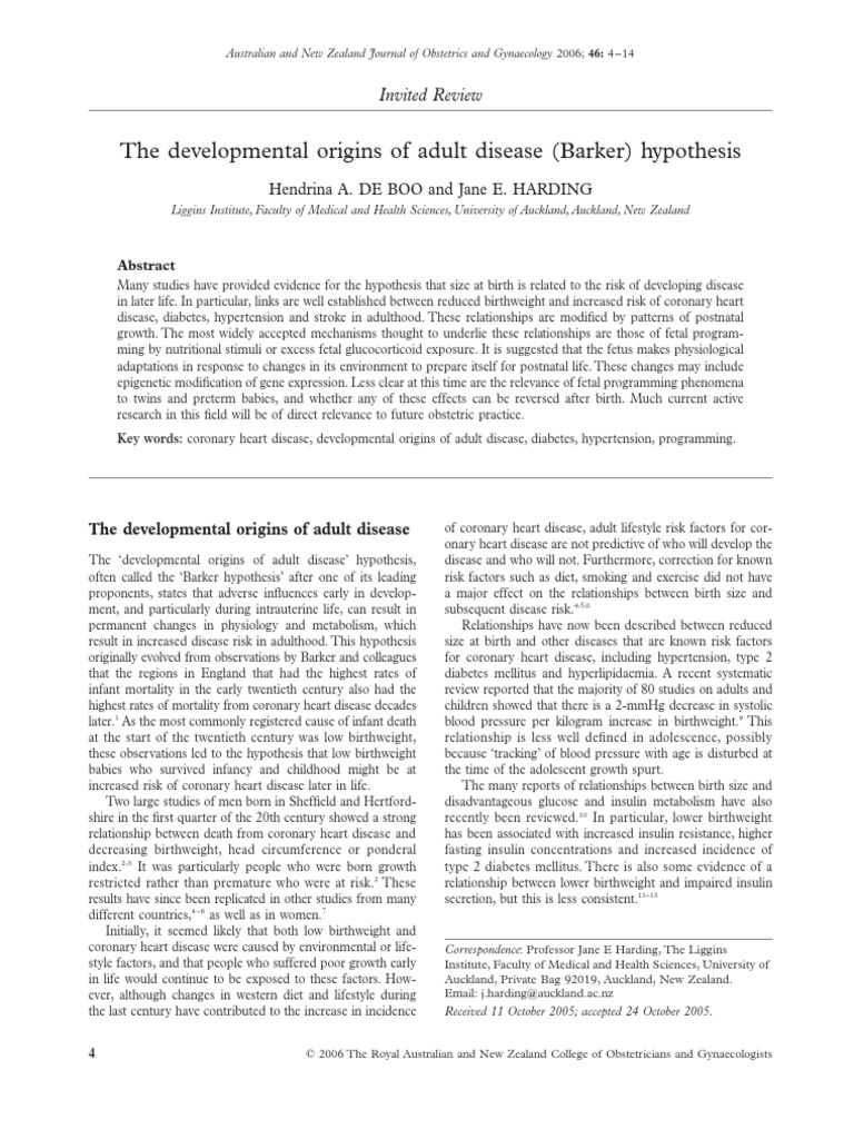 De Boo Barker Hypothesis | PDF | Preterm Birth | Fetus