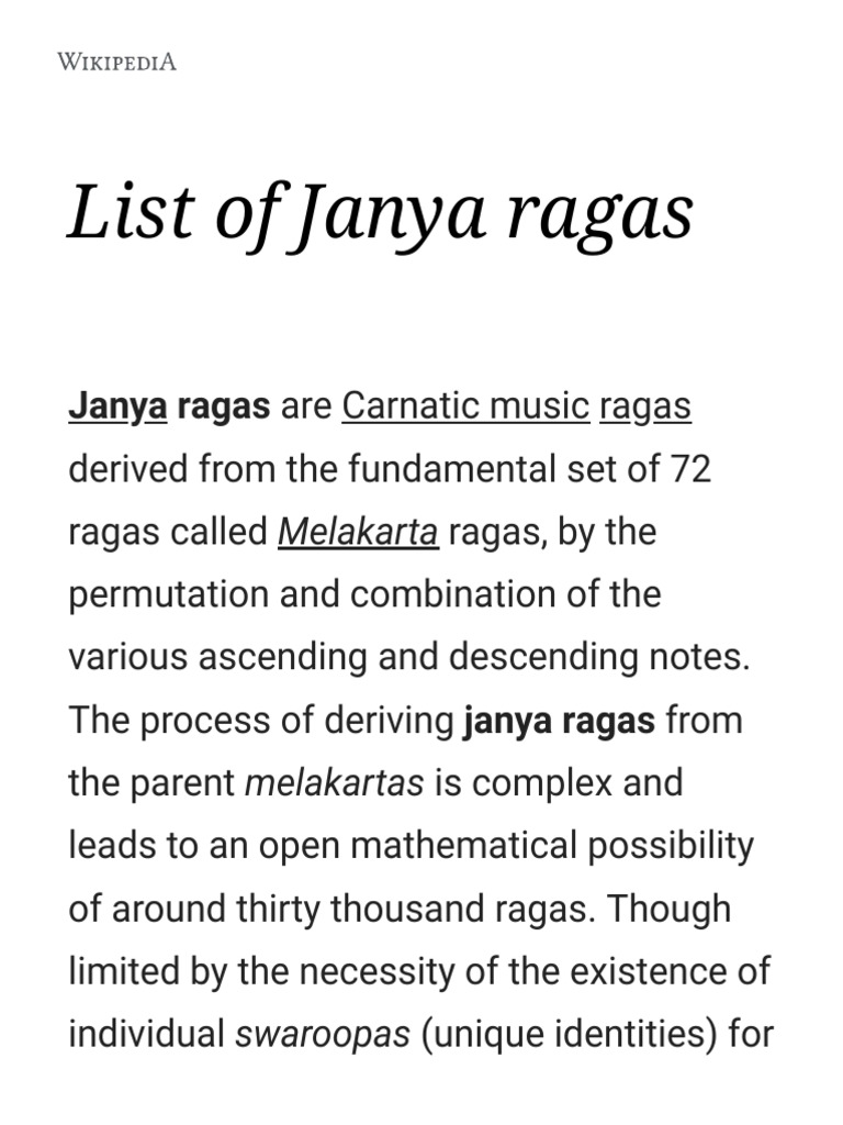 List of Janya Ragas | PDF | Classical And Art Music Traditions ...