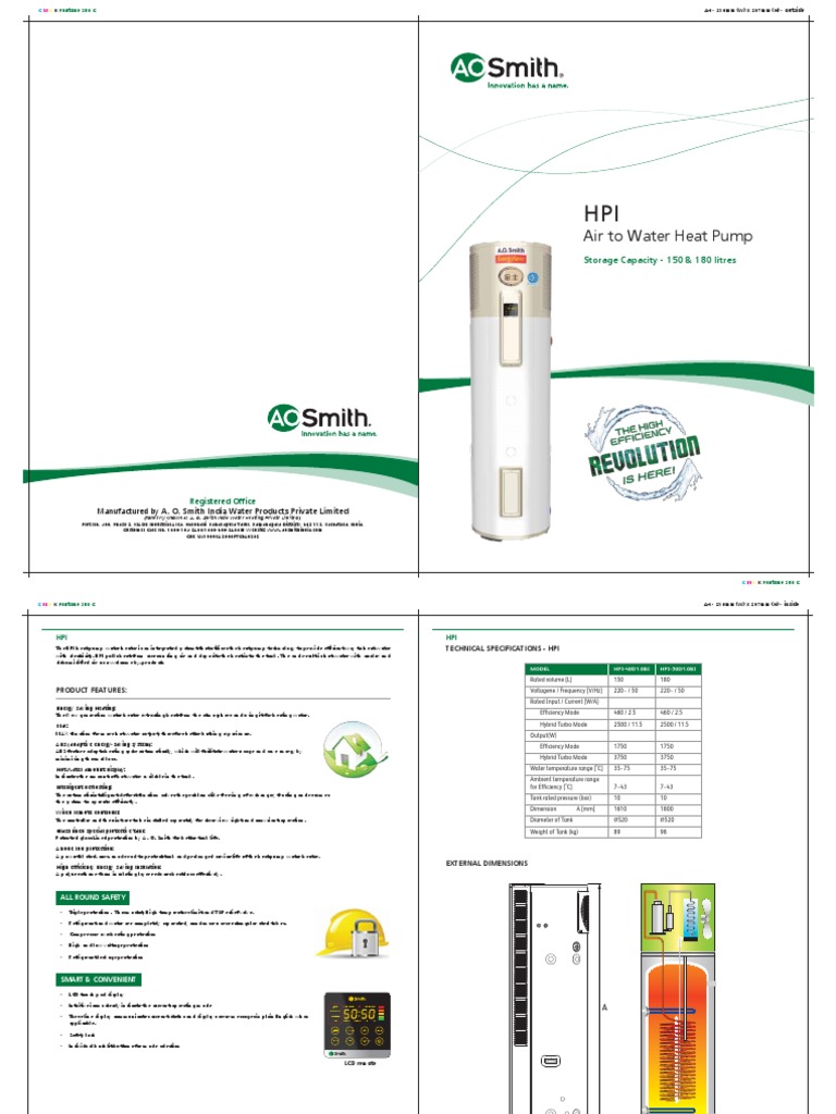 HPA 80 Split Type | Download Free PDF | Water Heating | Heat Pump