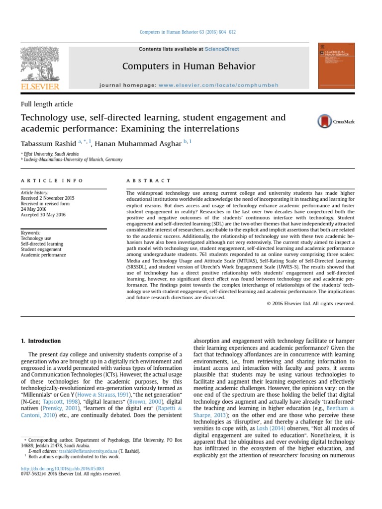 Computers in Human Behavior: Tabassum Rashid, Hanan Muhammad Asghar ...