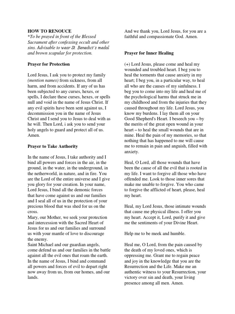 Prayers For Renouncing | PDF | Jesus | Baptism