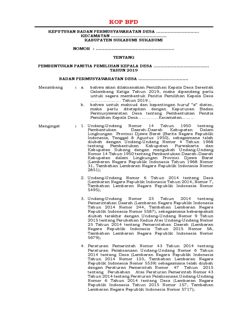 Contoh SK Panitia Pilkades | PDF