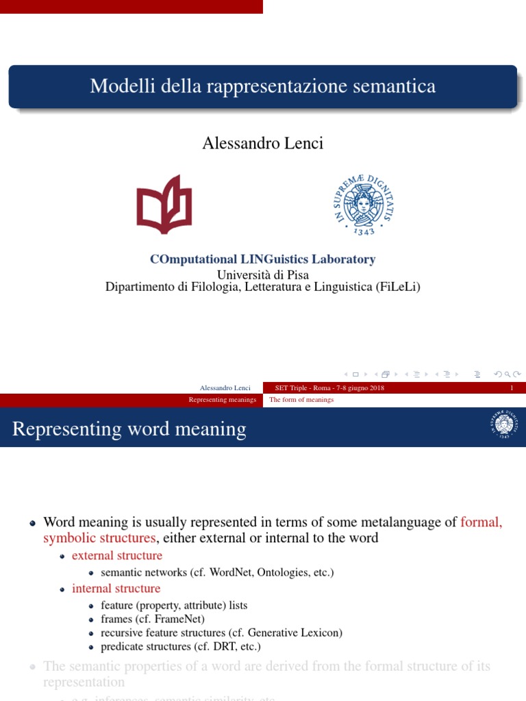 Modelli Della Rappresentazione Semantica: Alessandro Lenci | Download Free PDF | Semantics | Concept