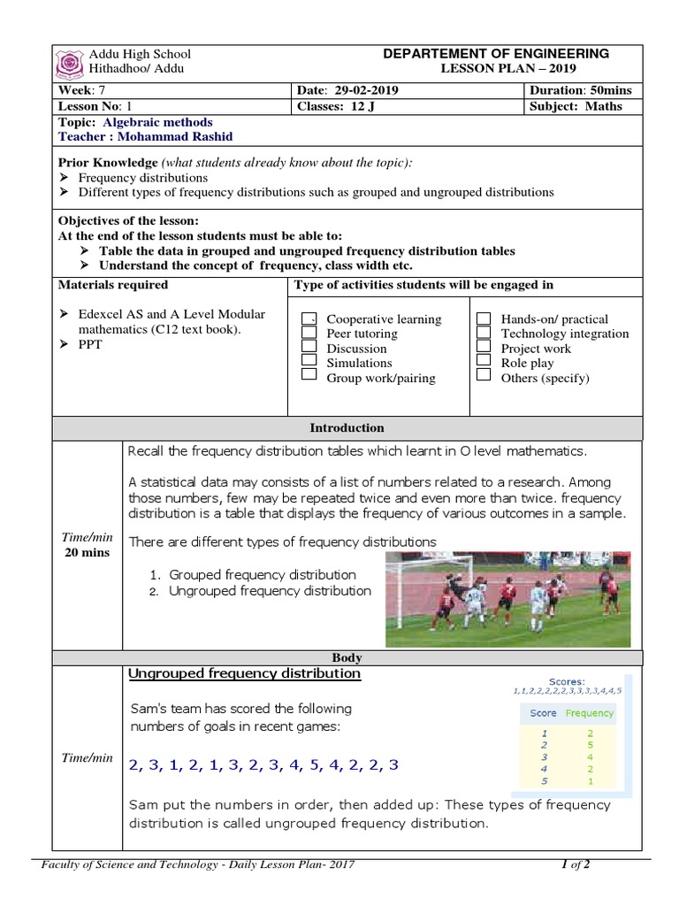 Week 7 Lesson Plan 1 | PDF | Lesson Plan | Teaching Mathematics
