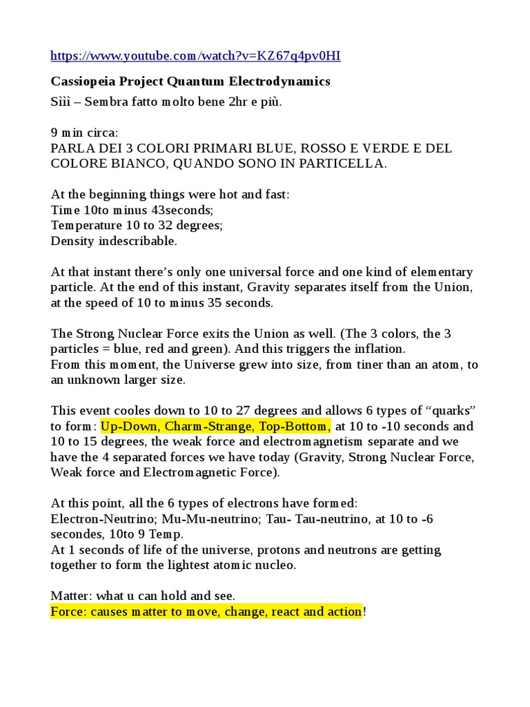 Quantum Physics Project Cassiopea | PDF | Elementary Particle | Force