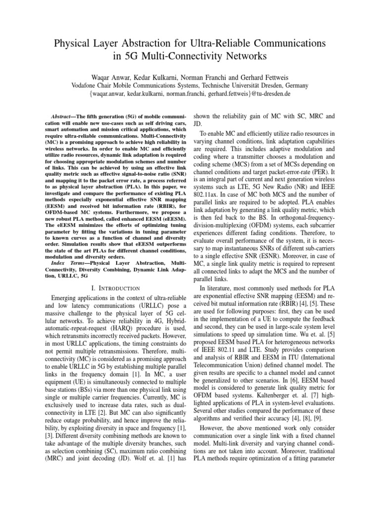 Physical Layer Abstraction For Ultra-Reliable Communications in 5G ...