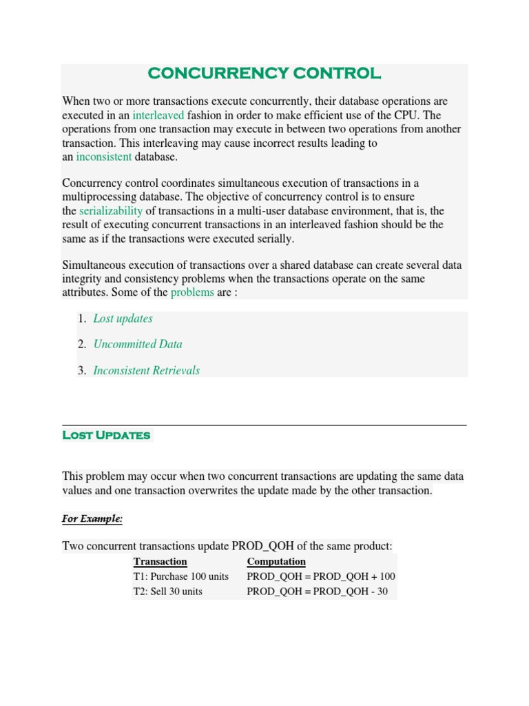 Concurrency Control | Download Free PDF | Database Transaction | Databases