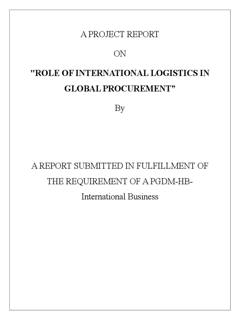 Role of International Logistics in Global Procurement | PDF | Logistics ...
