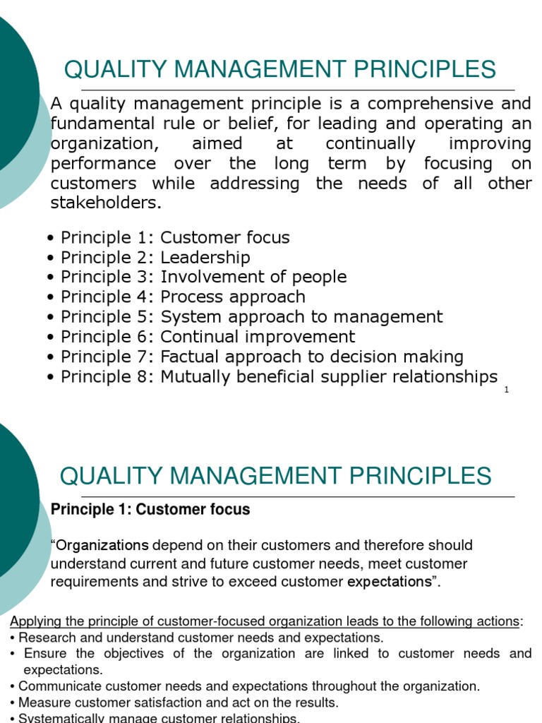 Quality Management Principles Overview | PDF | Quality Management ...