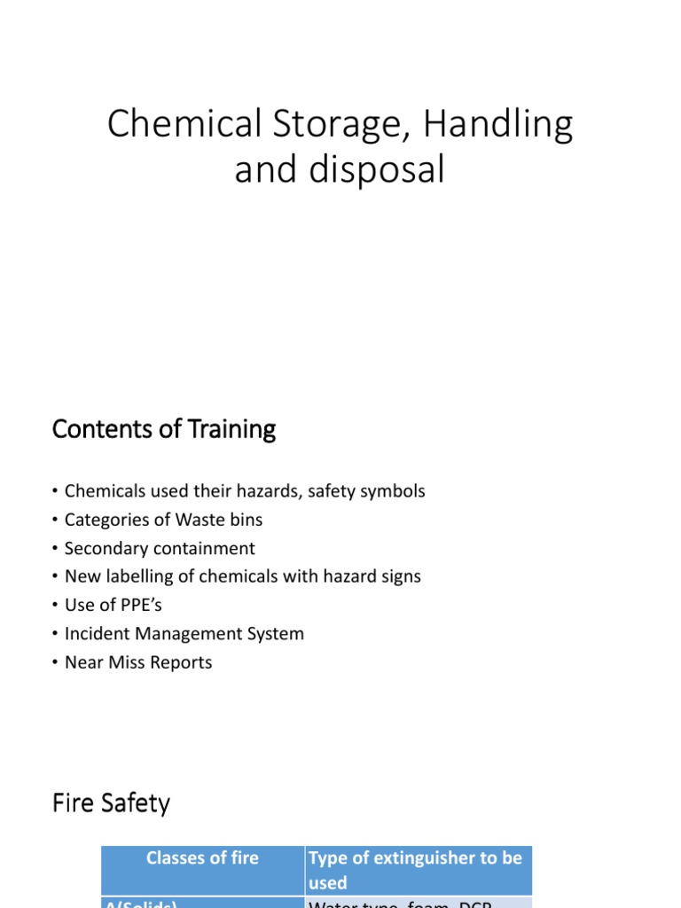 Chemical Storage, Handling and Disposal | PDF | Toxicity | Personal ...