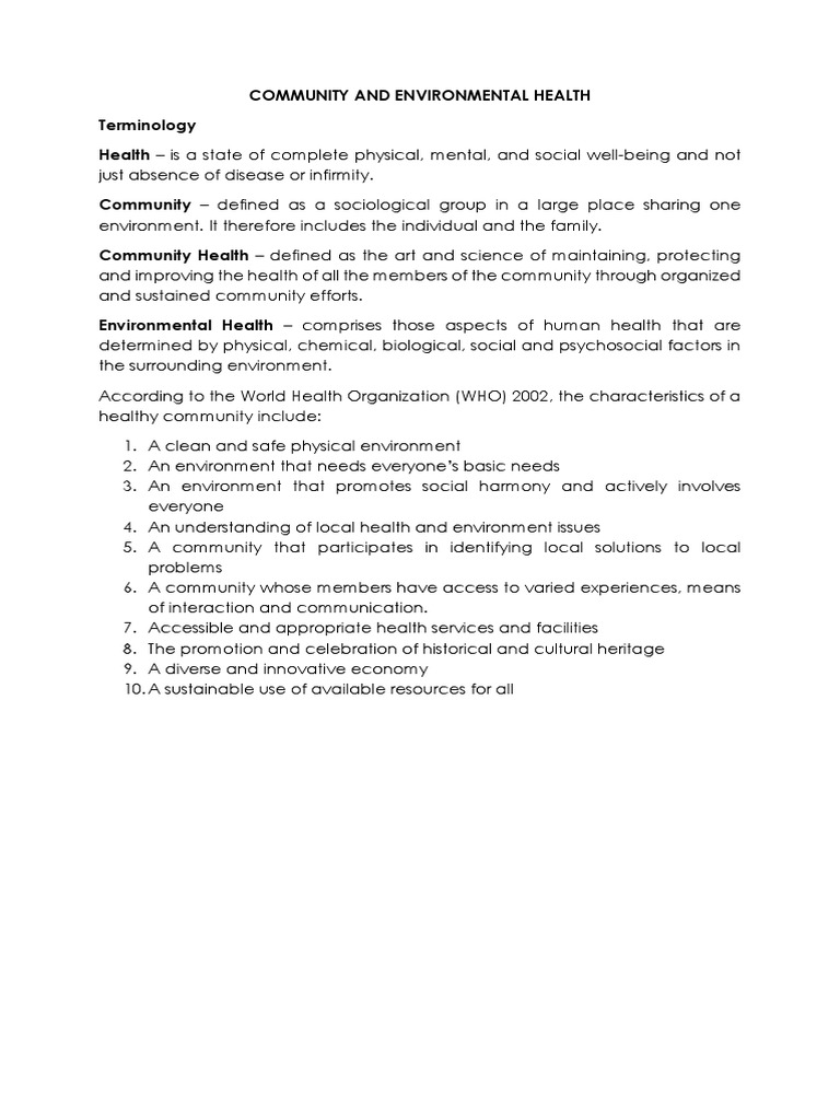 Community and Environmental Health | PDF | Environmental Health | Community