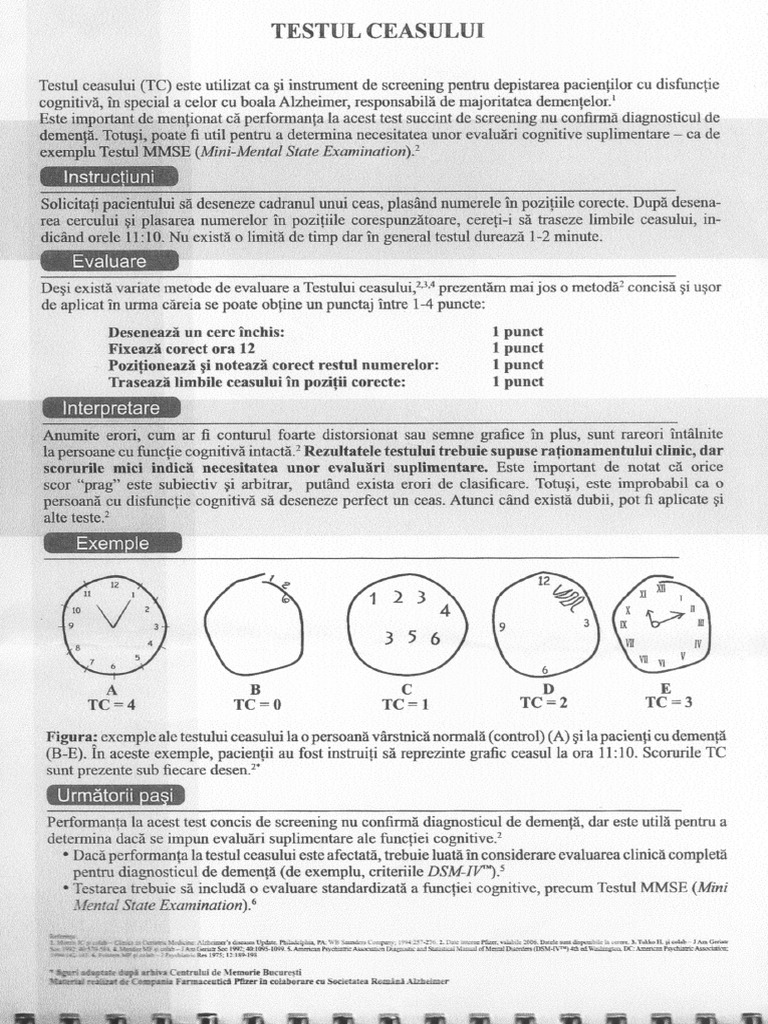 Testul Ceasului PDF | PDF