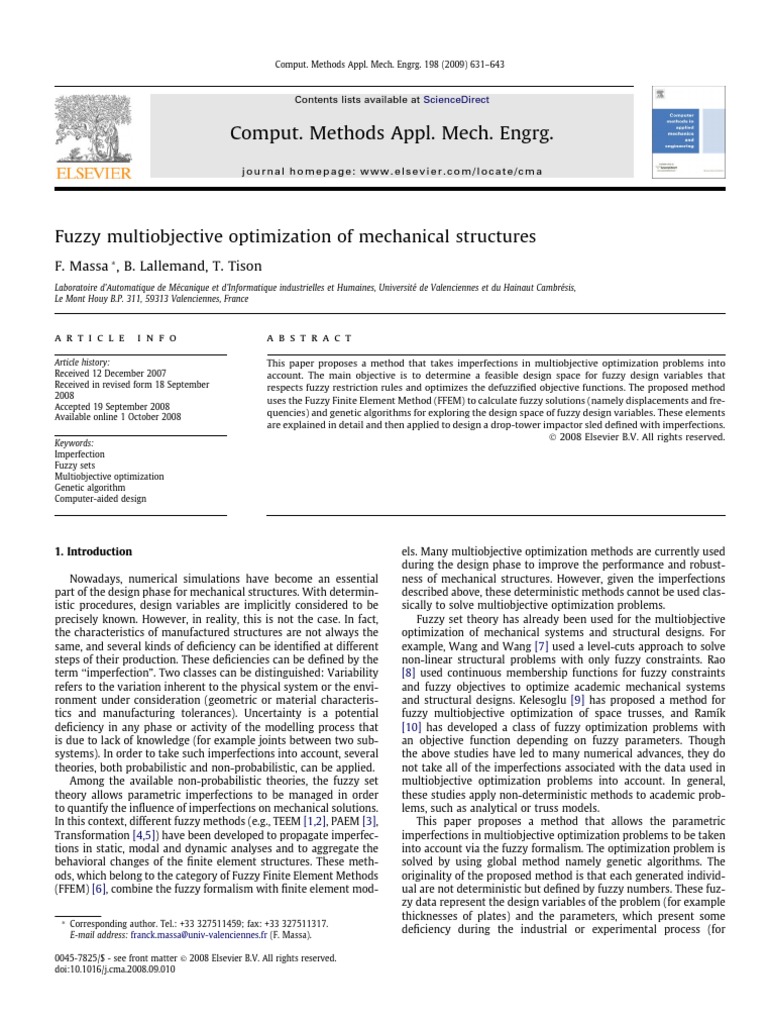 Fuzzy Multiobjective Optimization of Mechanical Structures | PDF | Fuzzy Logic | Mathematical ...