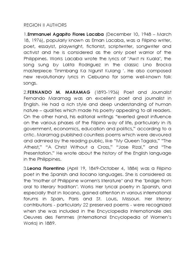 Region II Authors | PDF | Poetry