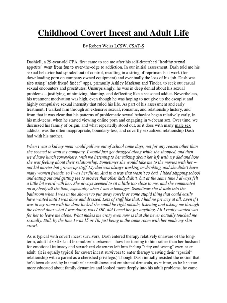 Childhood Covert Incest and Adult Life | PDF | Incest | Attachment Theory