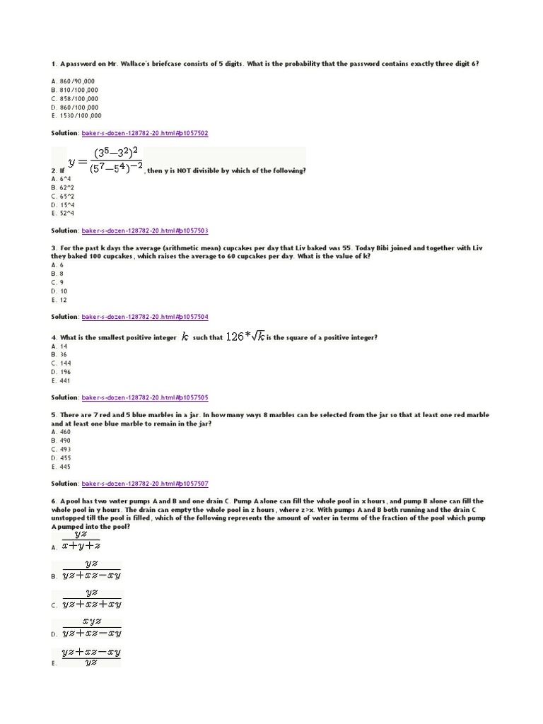 Baker's Dozen With Solutions | PDF | Numbers | Sequence
