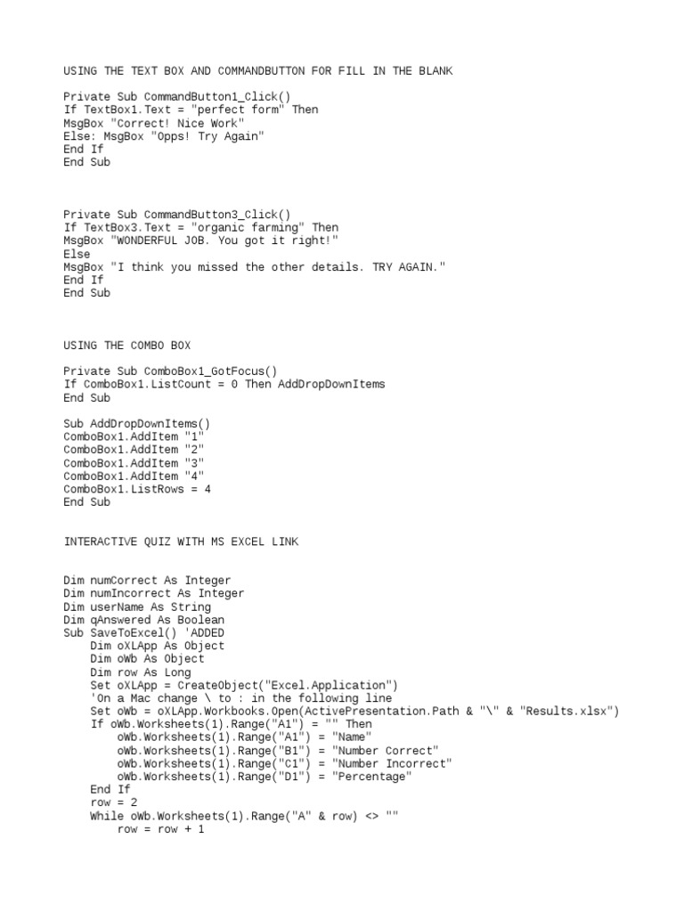 Macroscript For Interactive Powerpoint | PDF | Microsoft Excel | Application Software