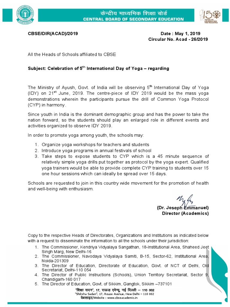 Cbse/Dir (Acad) /2019 Date: May 1, 2019 | PDF | Government Of India