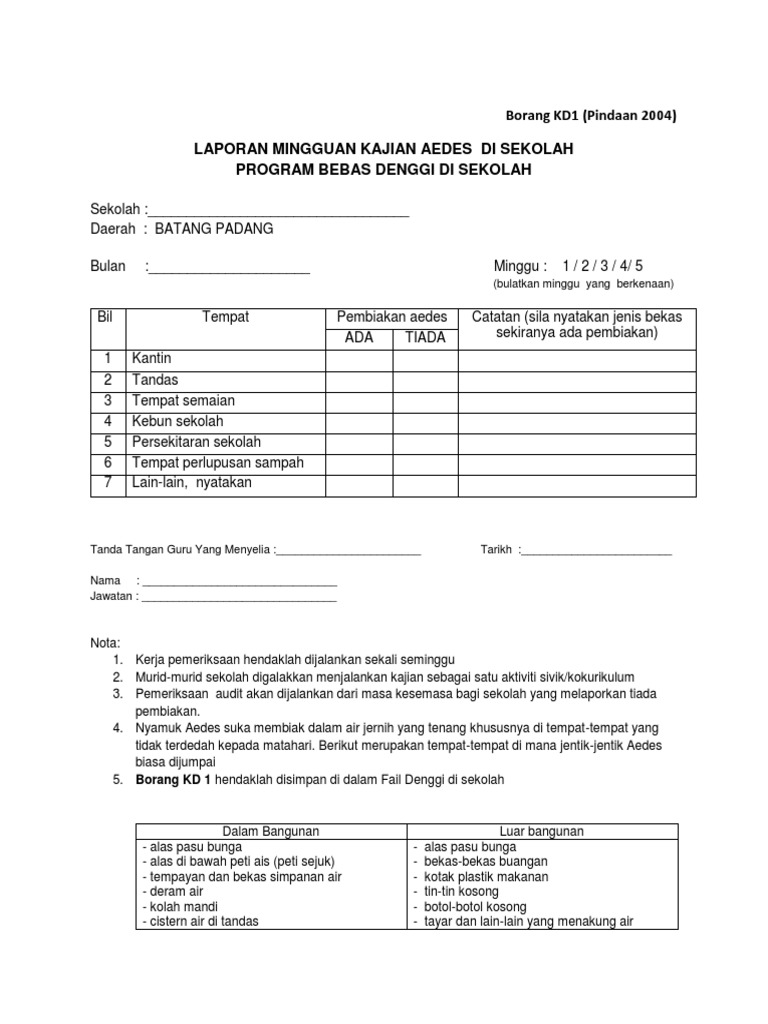 Denggi Borang Kd1 Dan Kd2 | PDF