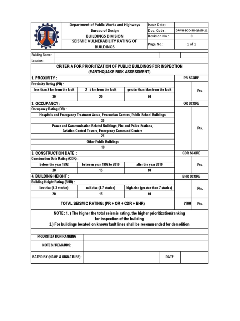 Fema 154 Form | PDF | Commander | Seismology
