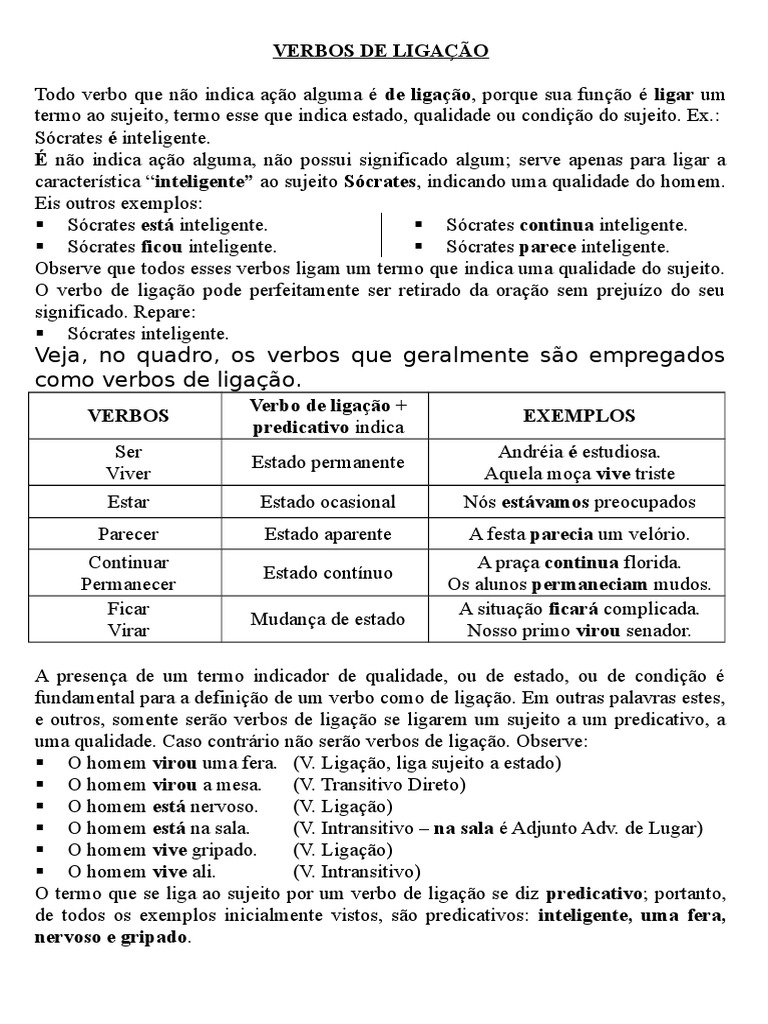 7C 05 Verbos de Ligação 2017 | PDF | Assunto (gramática)