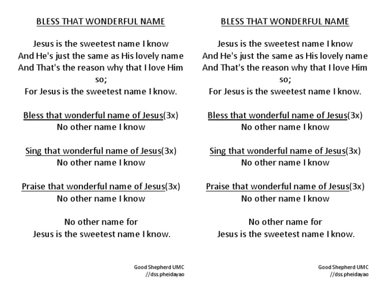 Bless That Wonderful Name | PDF