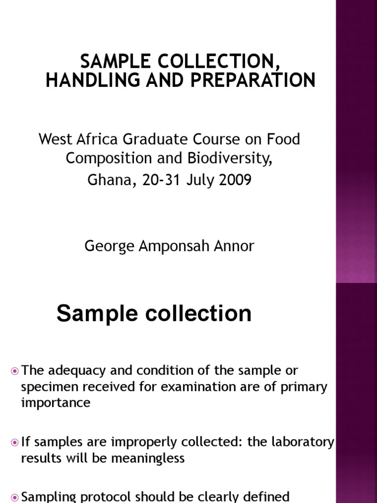 Sample Collection, Handling and Preparation | PDF | Food Preservation ...