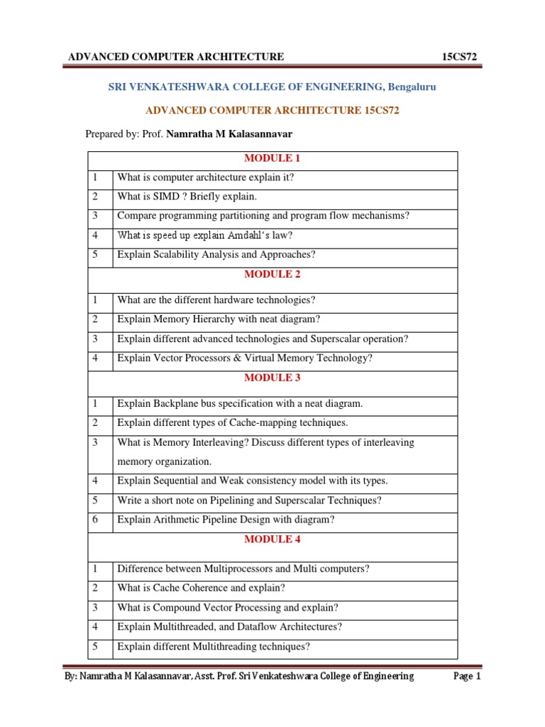 15cs72 Imp QSTN | PDF | Parallel Computing | Areas Of Computer Science