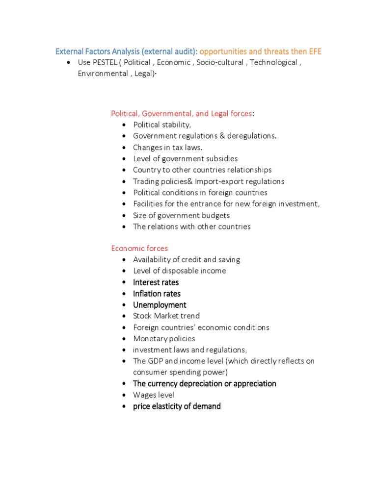 EXternal Factors PESTLE | PDF | Competition | Economics