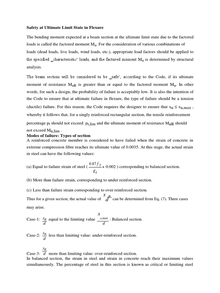 Safety at Ultimate Limit State in Flexure: Xu Xu, Max | PDF ...