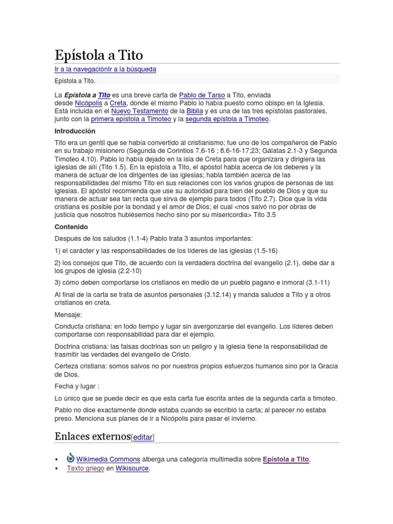 Epístola de Pablo a Tito | PDF | Libros del Nuevo Testamento ...