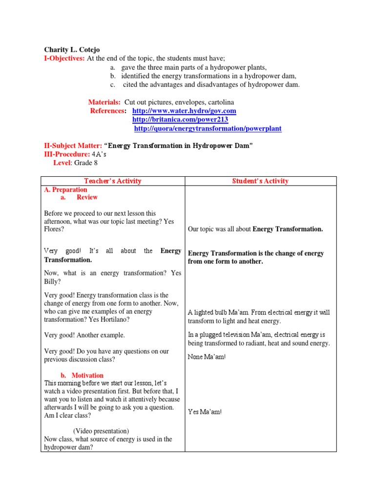 Energy Transformation in A Hydropower Dam | PDF | Hydroelectricity ...