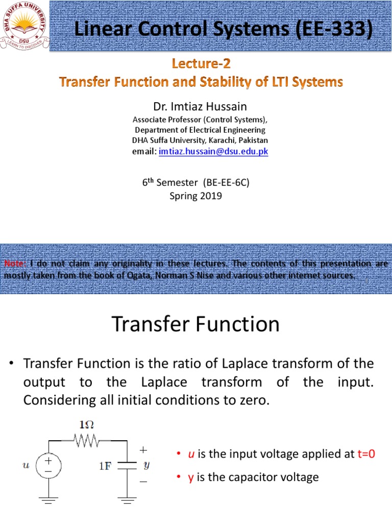Lecture-2 Transfer Function | PDF | Laplace Transform | Fraction ... Lecture-2 Transfer Function | PDF | Laplace Transform | Fraction ...
