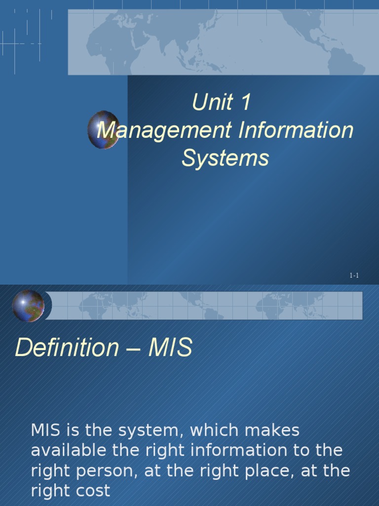 Unit 1 Management Information Systems | PDF | Management Information ...