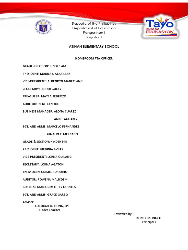 Homeroom Officers | PDF