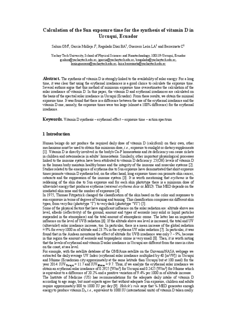 Vitamin D Exposure | PDF | Vitamin D | Ultraviolet