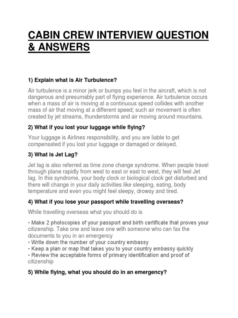 Cabin Crew Interview Question & Answers: 1) Explain What Is Air ...