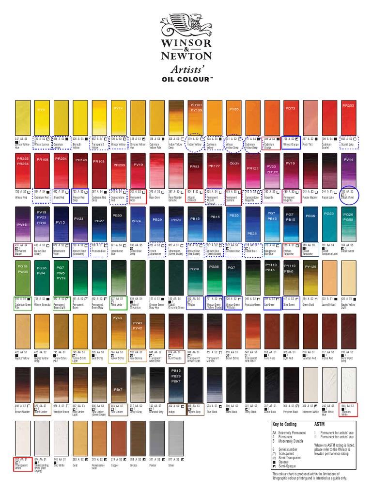 03 WN Artists Oils Color Chart 49 | PDF | Blue | Green