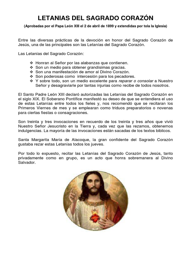 Letanías del Sagrado Corazón de Jesús | PDF | Jesús | Iglesia Católica