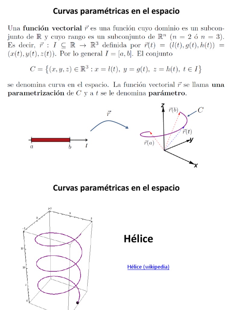 Curvas Paramétricas e Integrales de Línea de Funciones Escalares PDF | PDF