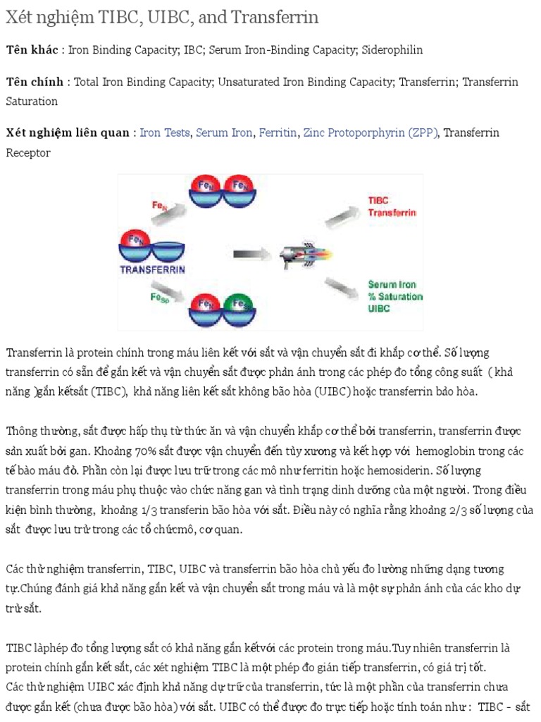 Xét Nghiệm Tibc Uibc And Transferrin Pdf
