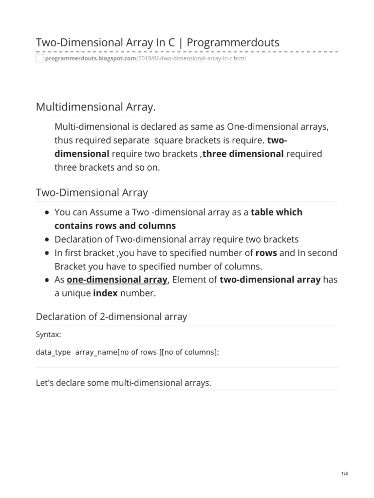 2D Array in C | PDF | Array Data Type | Array Data Structure