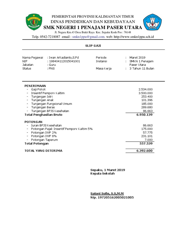 Contoh Slip Gaji | PDF