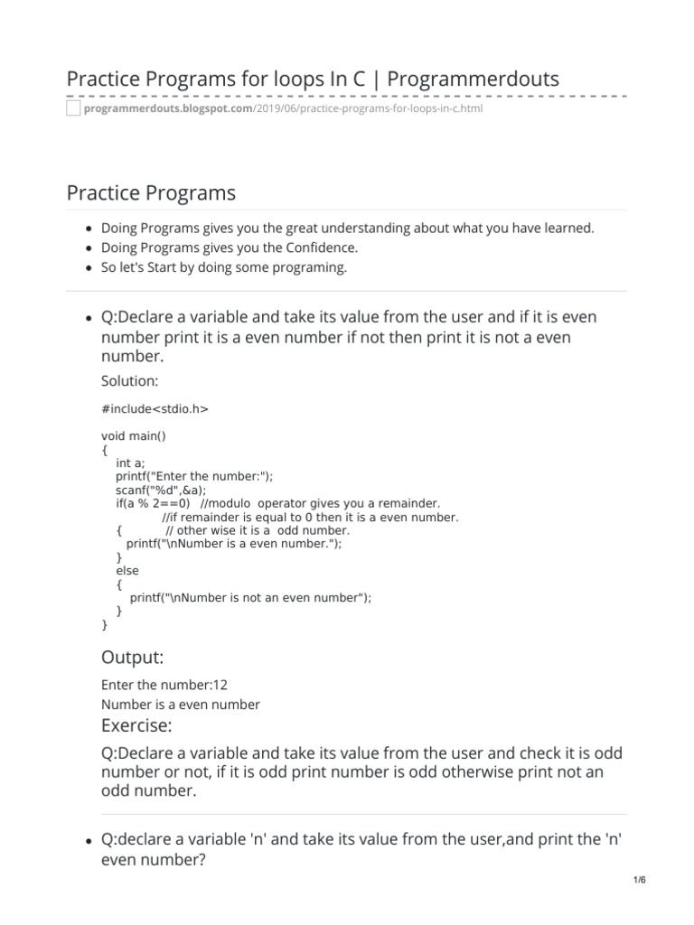 Practice Programs On Loops | PDF | Menu (Computing) | Function ...