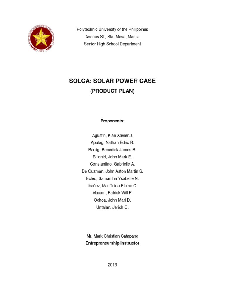 Entrep Innovation Product Plan Final PDF | PDF | Battery Charger ...