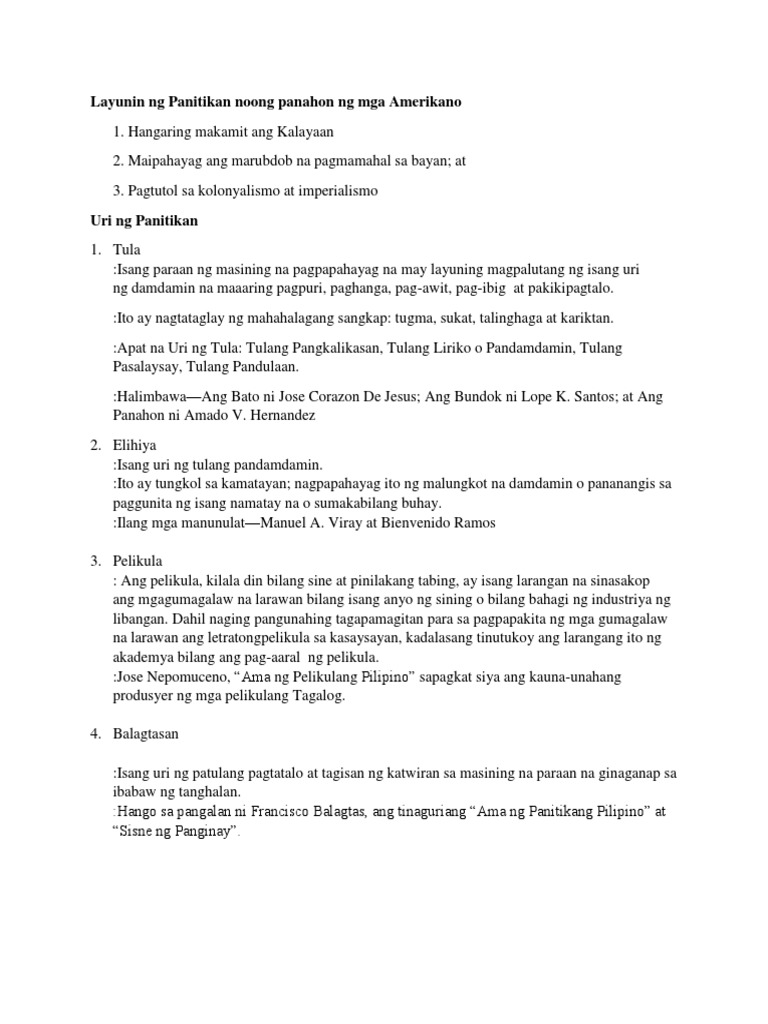 Panitikan Handouts 1 | PDF