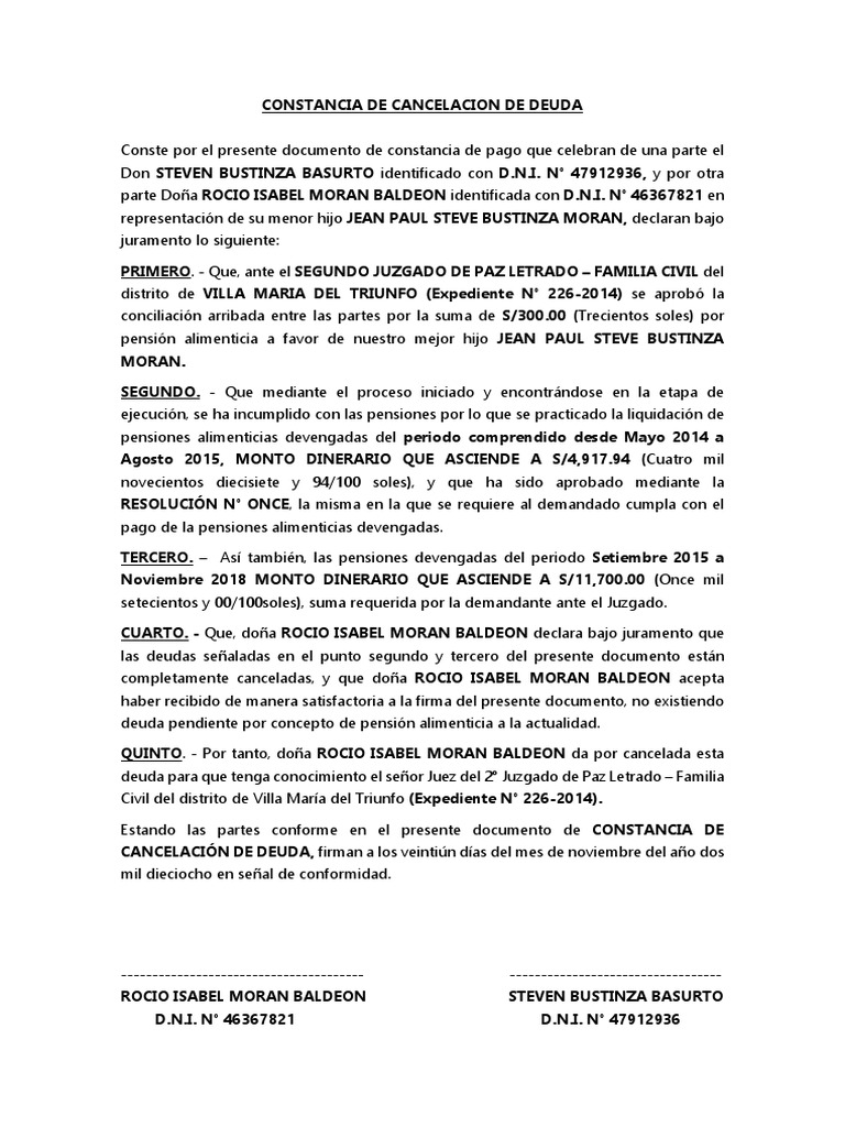 Constancia de Cancelación de Deuda | PDF | Información del gobierno ...