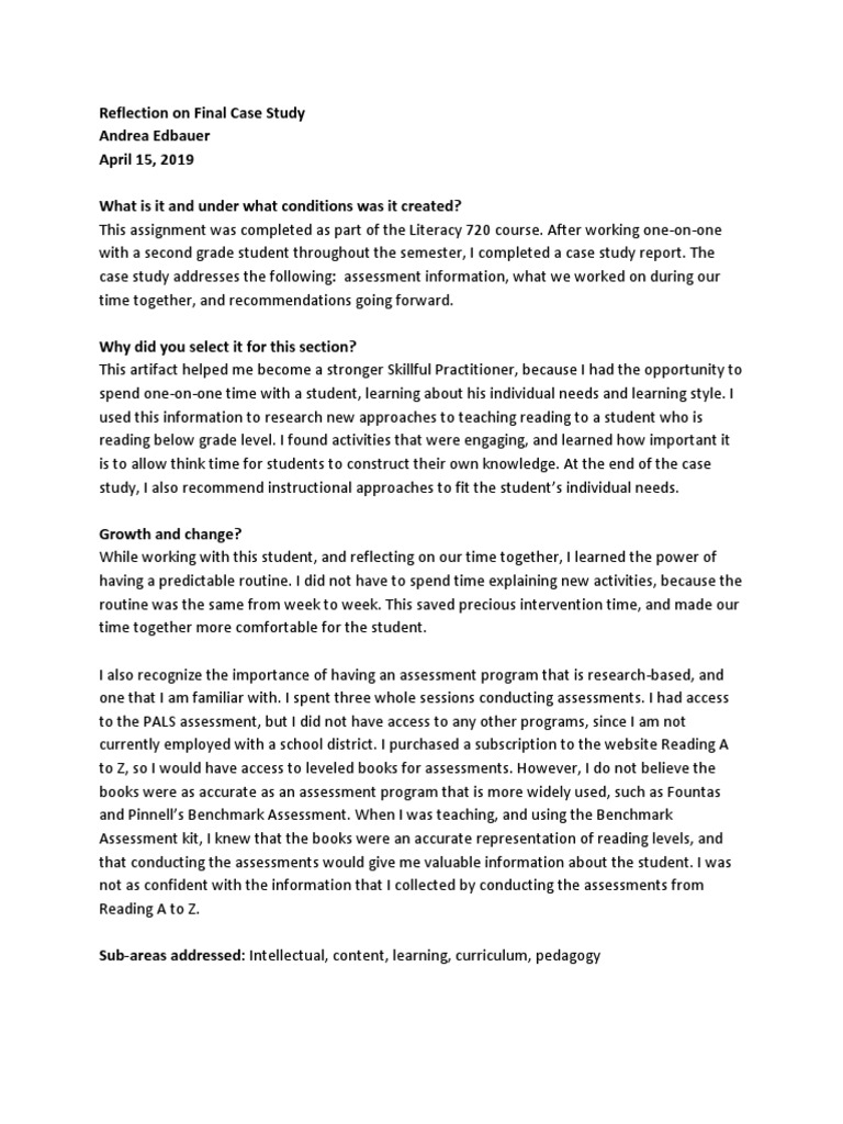 Reflection On Final Case Study | PDF