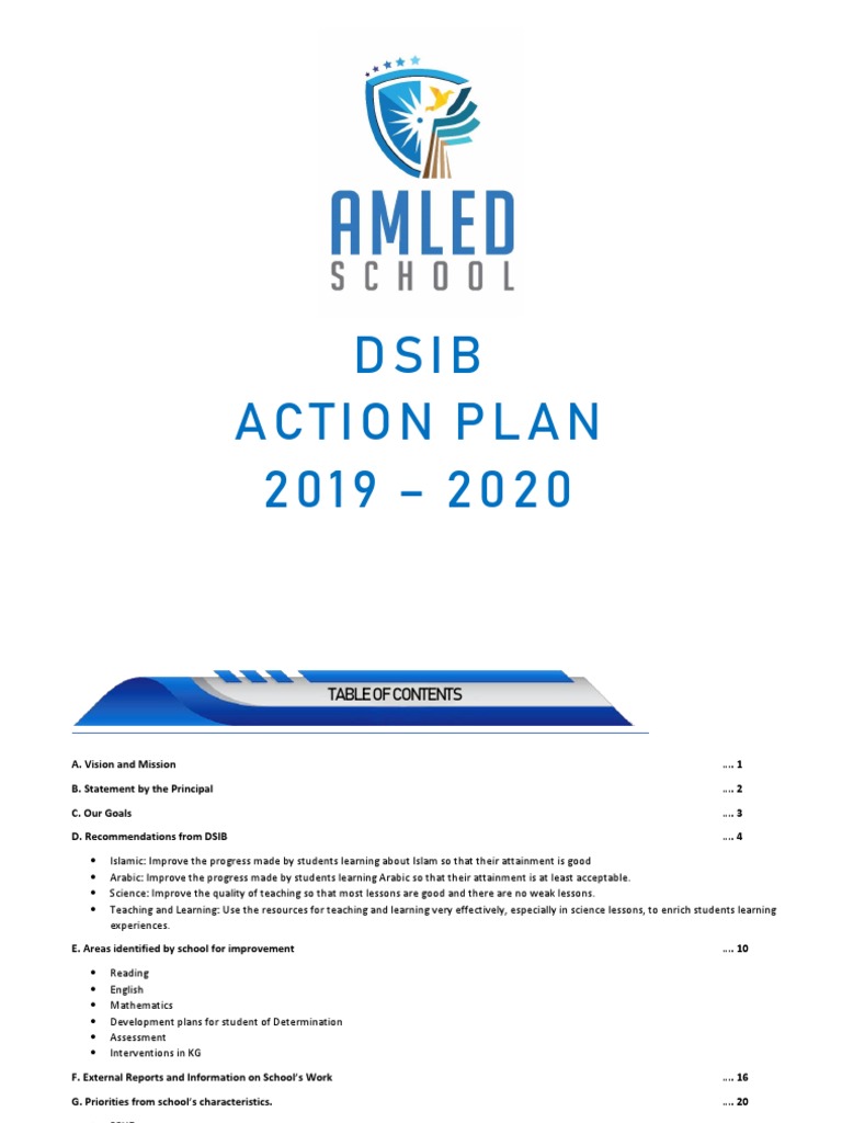 AMLED School DSIB Action Plan 2019-2020 | PDF | Educational Assessment ...